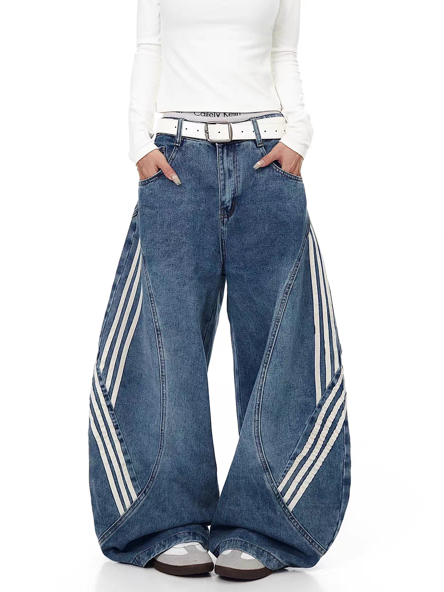 GKIKZ TRI-LINE CURVED PANEL DENIM PANTS – Gkikz